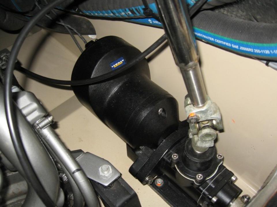 IP445 Auto Pilot - Lewmar Mamba Drive in engine room. Easy installation