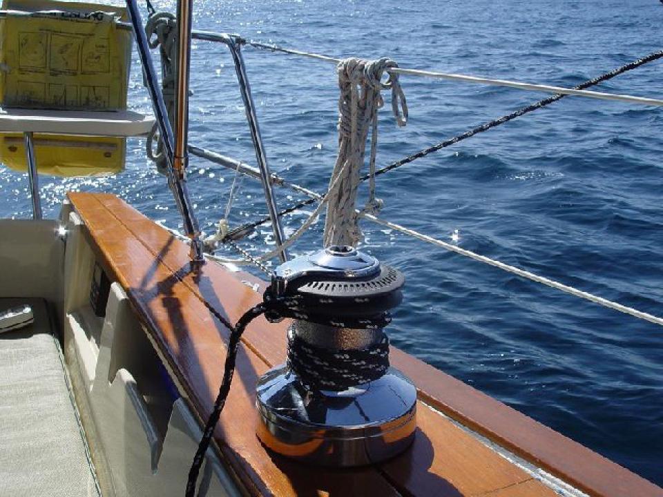 Asymmetrical Spinnaker Rigging - Aft block with spinnaker sheet led to ...